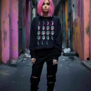 Glitch Moon Phase Edgy Goth Witch Sweatshirt - Etsy