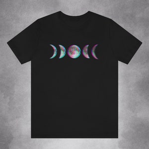 Glitch Moon Phase Witchy Shirt, Edgy Goth Celestial Aesthetic Clothing ...