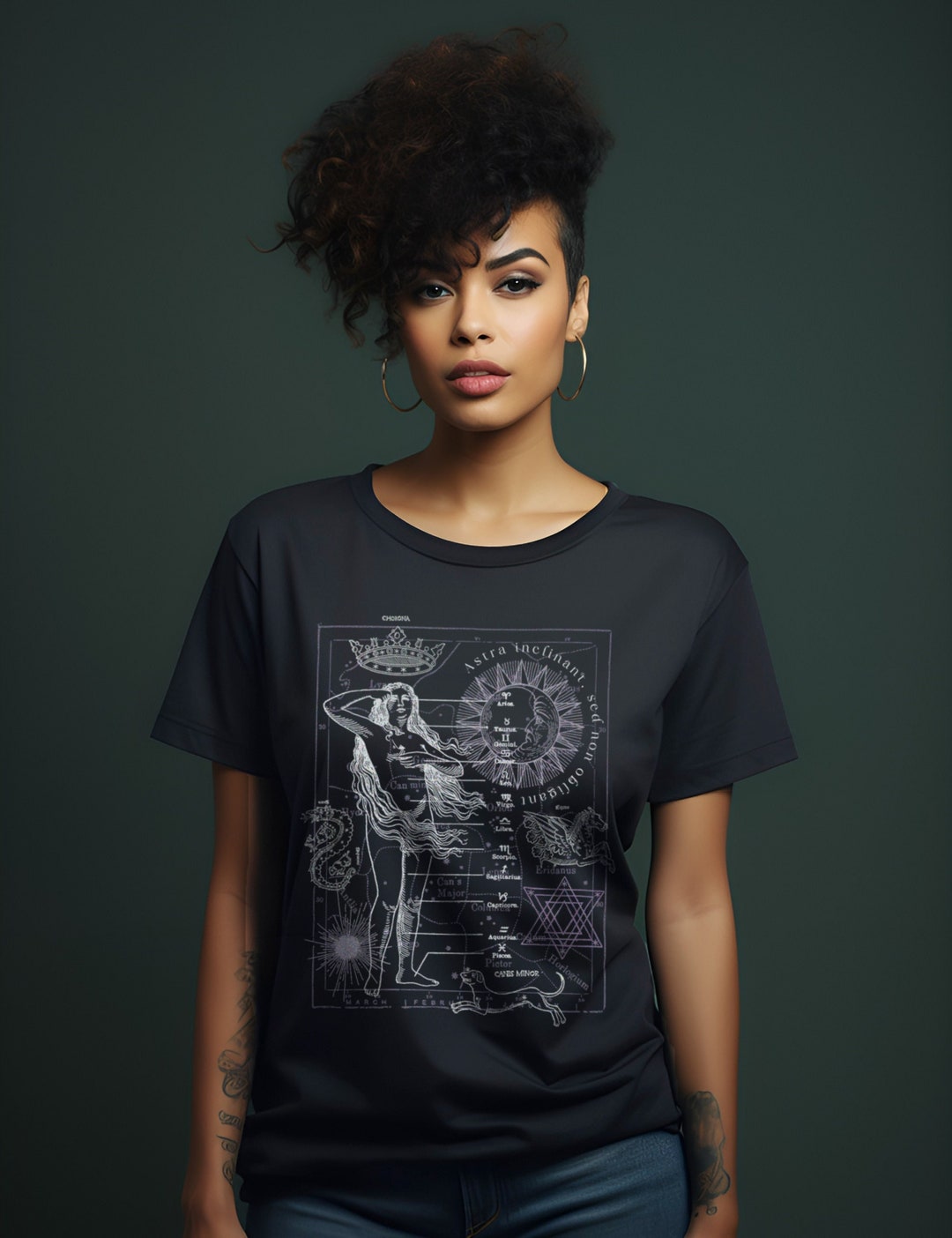Vintage Astrology Esoteric Occult Shirt, Edgy Oversized Astronomy ...