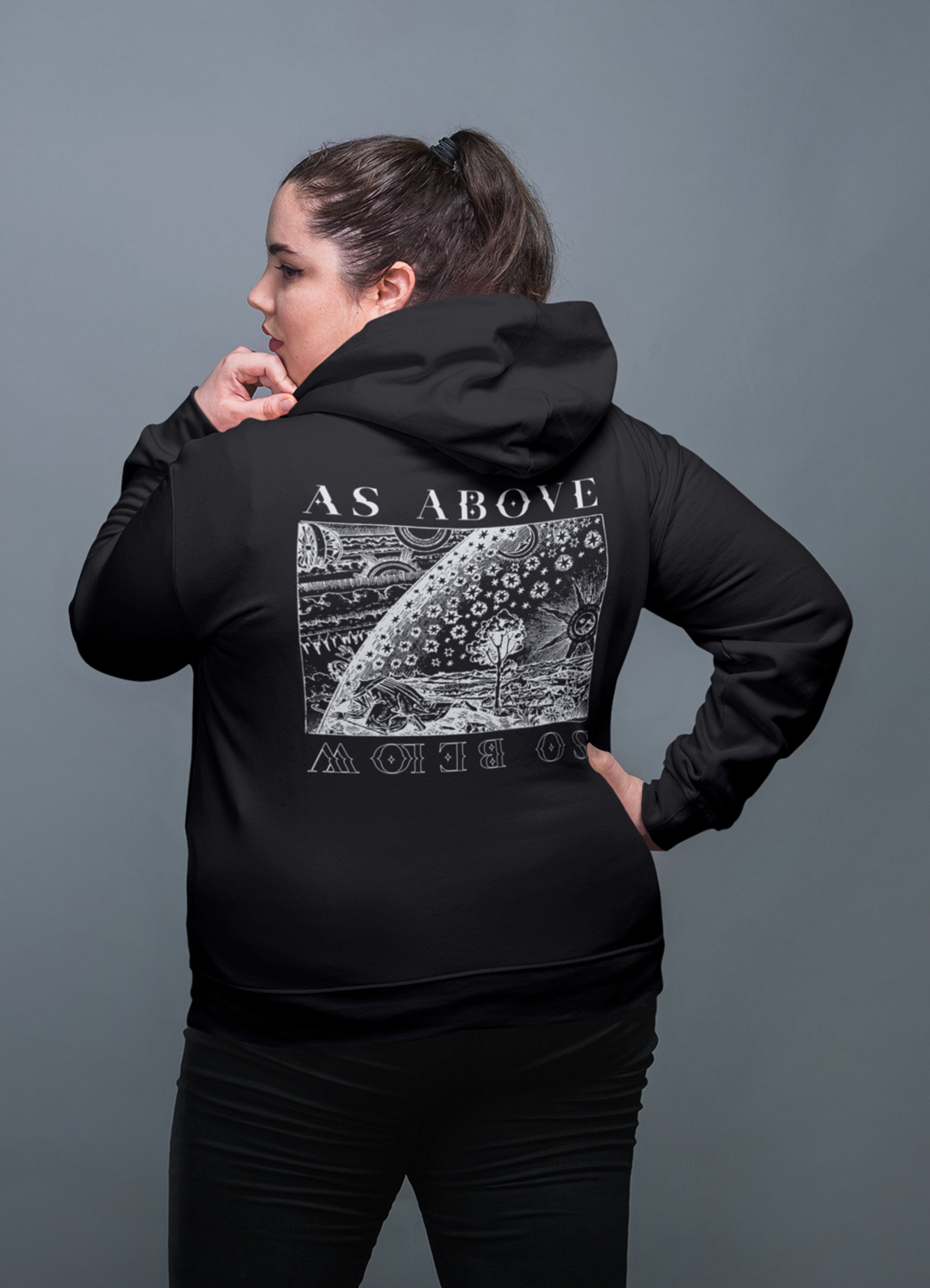 As Above so Below Alchemy Zip up Occult Hoodie, Edgy Plus Size Pagan ...