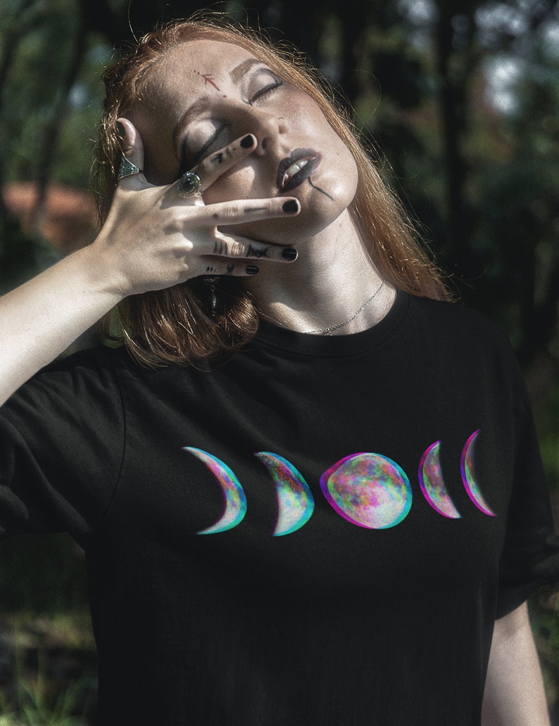 Glitch Moon Phase Witchy Shirt Edgy Goth Celestial Aesthetic - Etsy