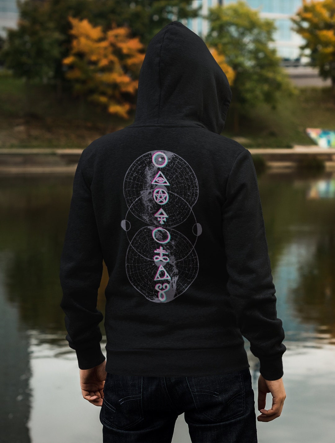Glitch Occult Symbols Goth Hoodie, Edgy Pagan Aesthetic Clothing - Etsy