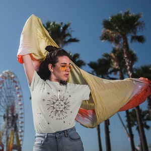 Indie Boho Mystical Sun Shirt, Oversized Summer Celestial Aesthetic ...