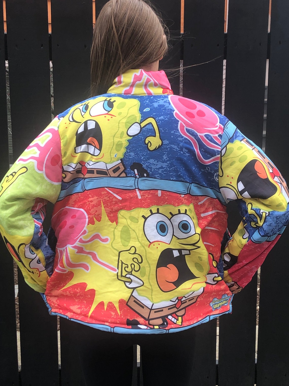 Vintage Cropped Spongebob Puffer Coat - Etsy