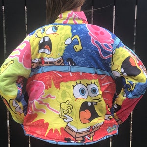 Vintage Cropped Spongebob Puffer Coat - Etsy