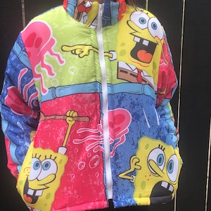 Vintage Cropped Spongebob Puffer Coat - Etsy