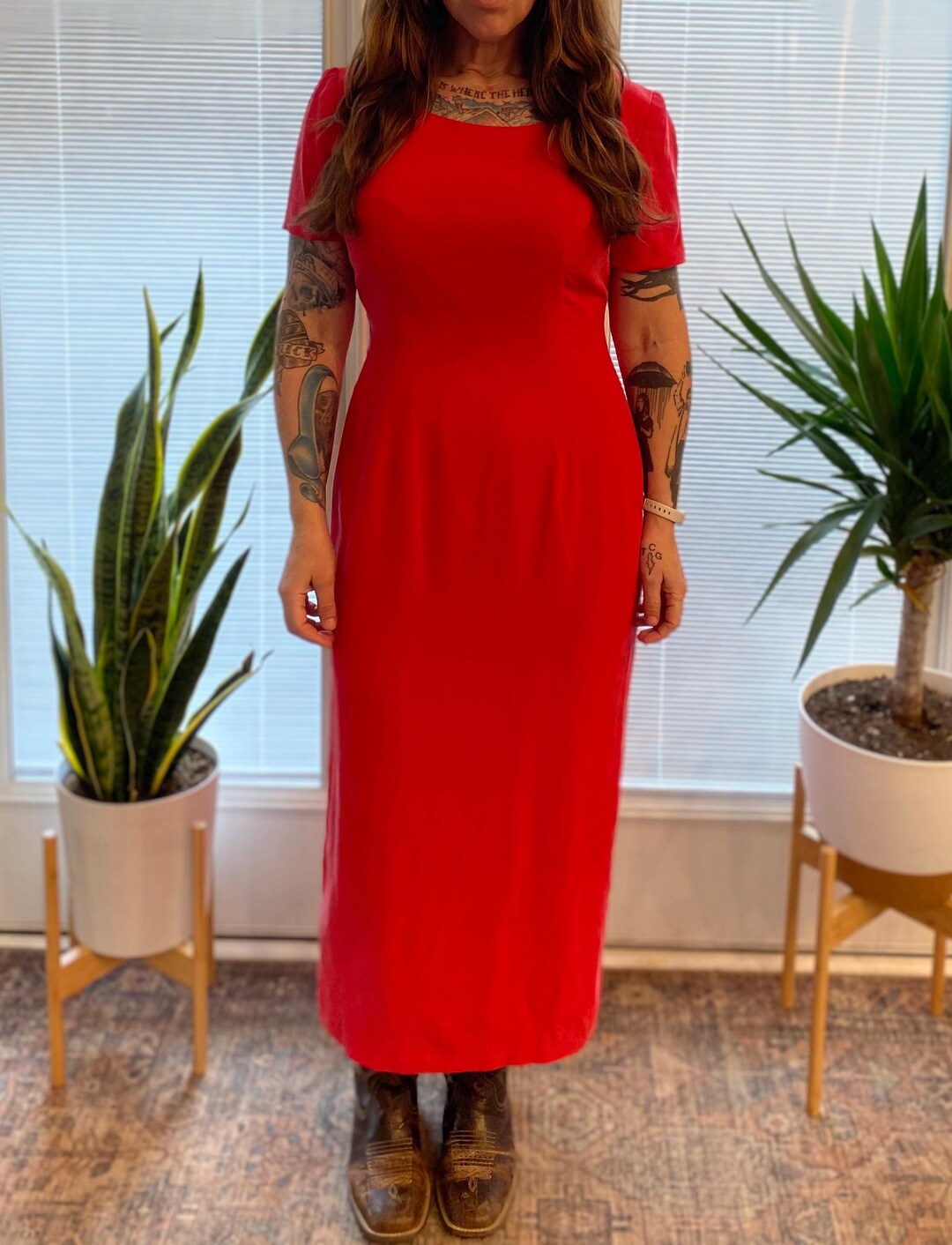 Vintage 100% Silk Red Dress Size 10 - Etsy