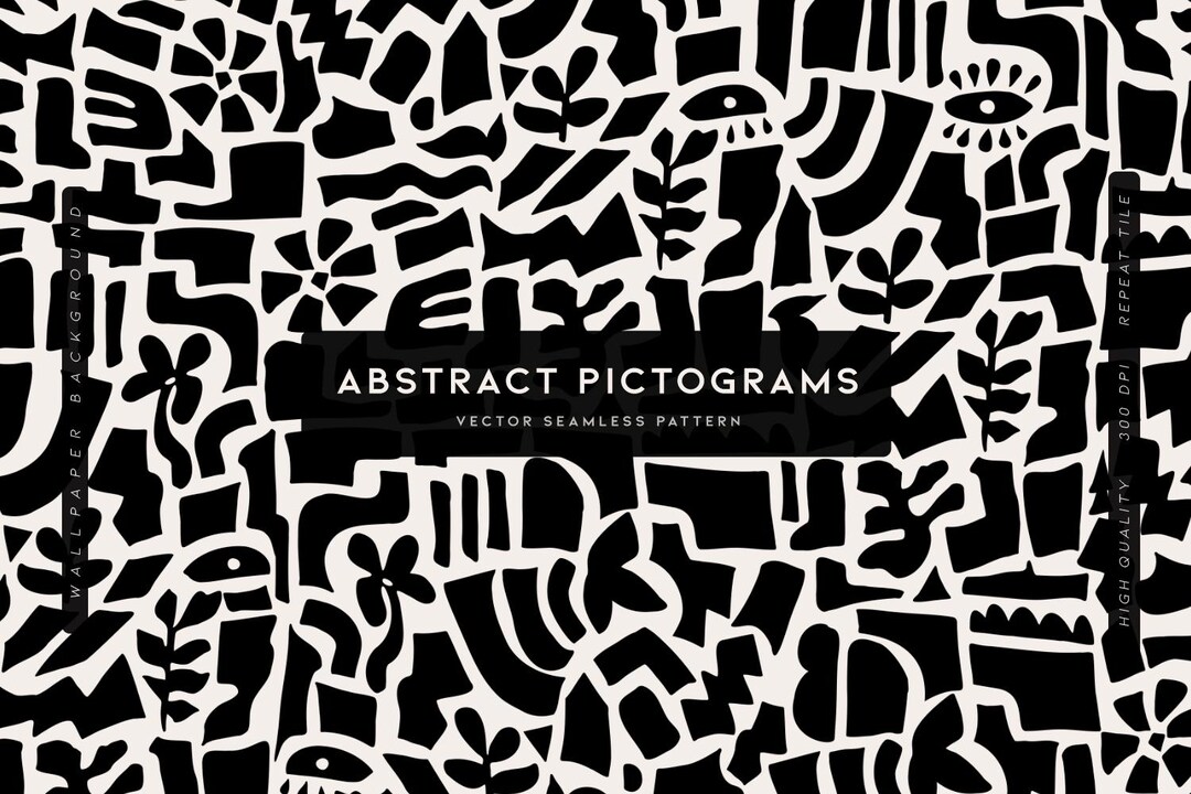 Abstract Pictograms Digital Vector Seamless Pattern - Etsy