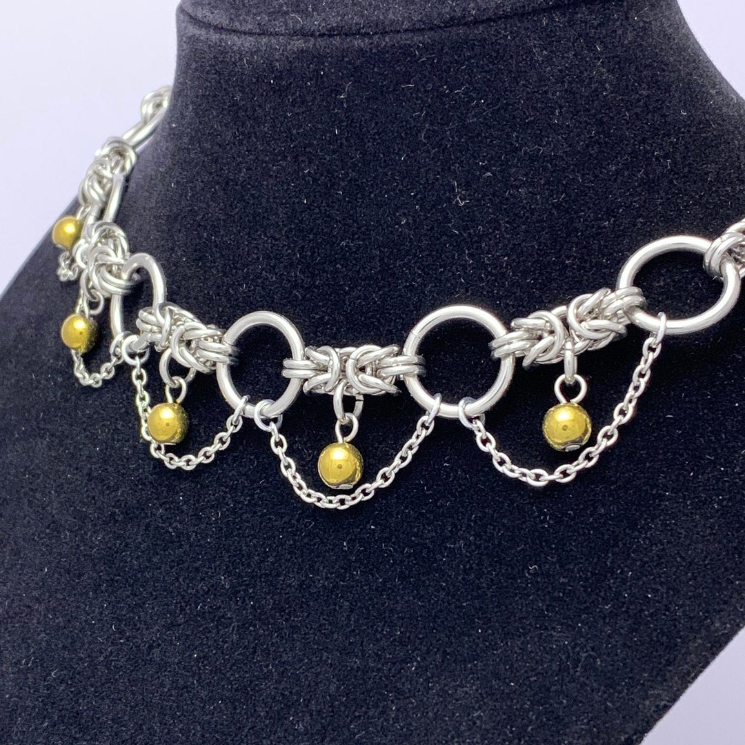 Chainmail Choker Interrupted Byzantine, Ball and Chain Stainless Steel ...