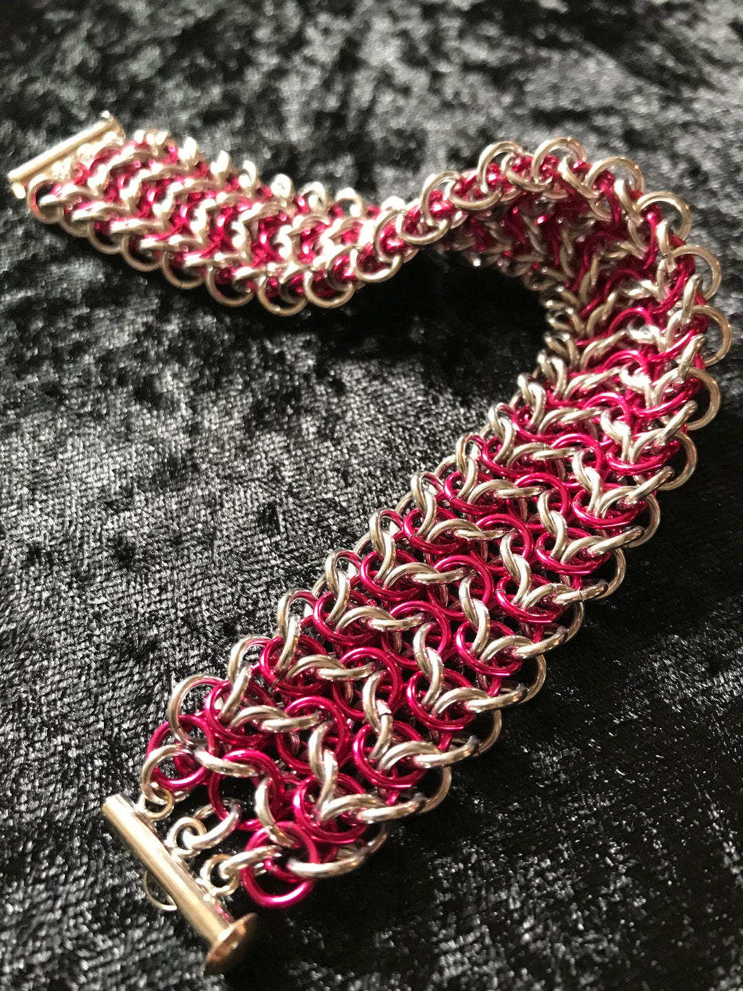 Chainmail Cuff - Double Elf Weave - Bright and Anodised Aluminium - Etsy