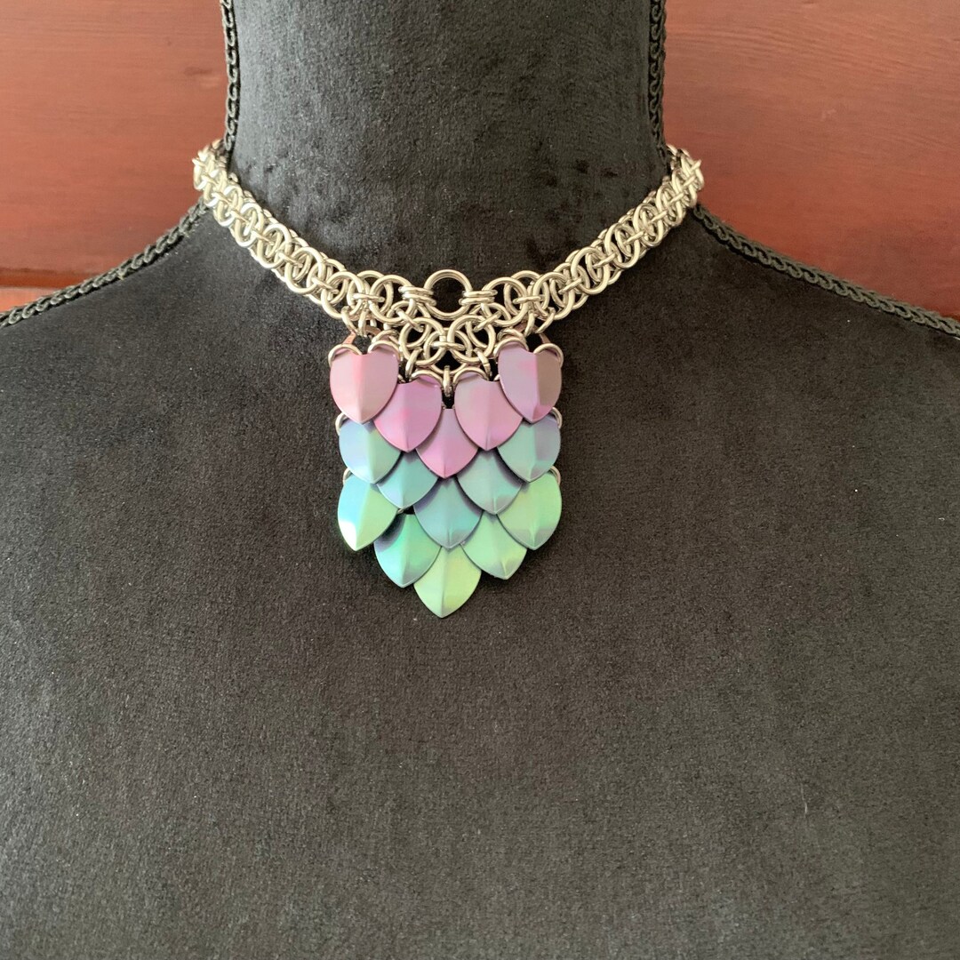 Scalemail Choker Sekhmet Anodised Titanium Scales With Stainless Steel ...