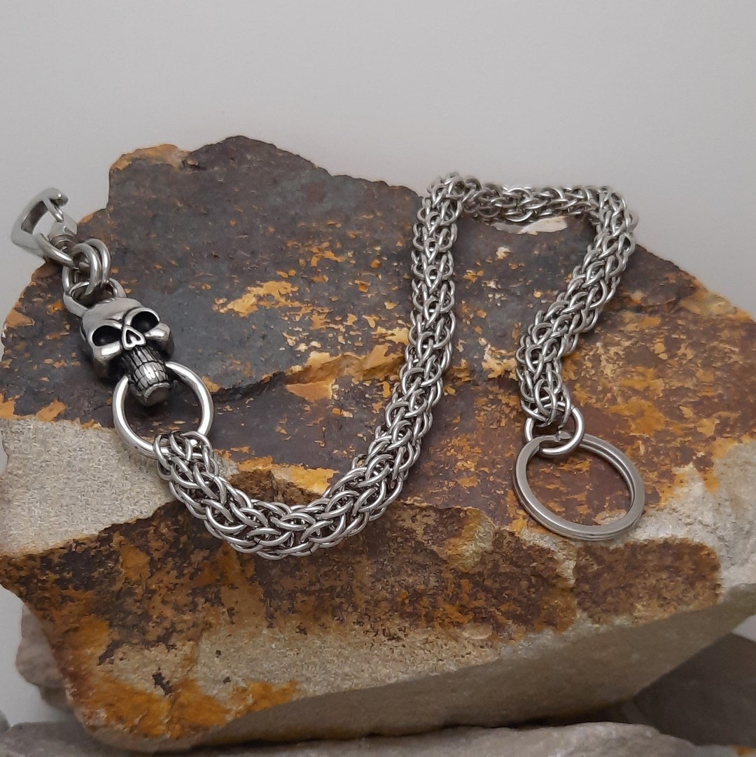 Stainless Steel Candy Cane Chain With Skull Short Wallet / Watch / Key ...