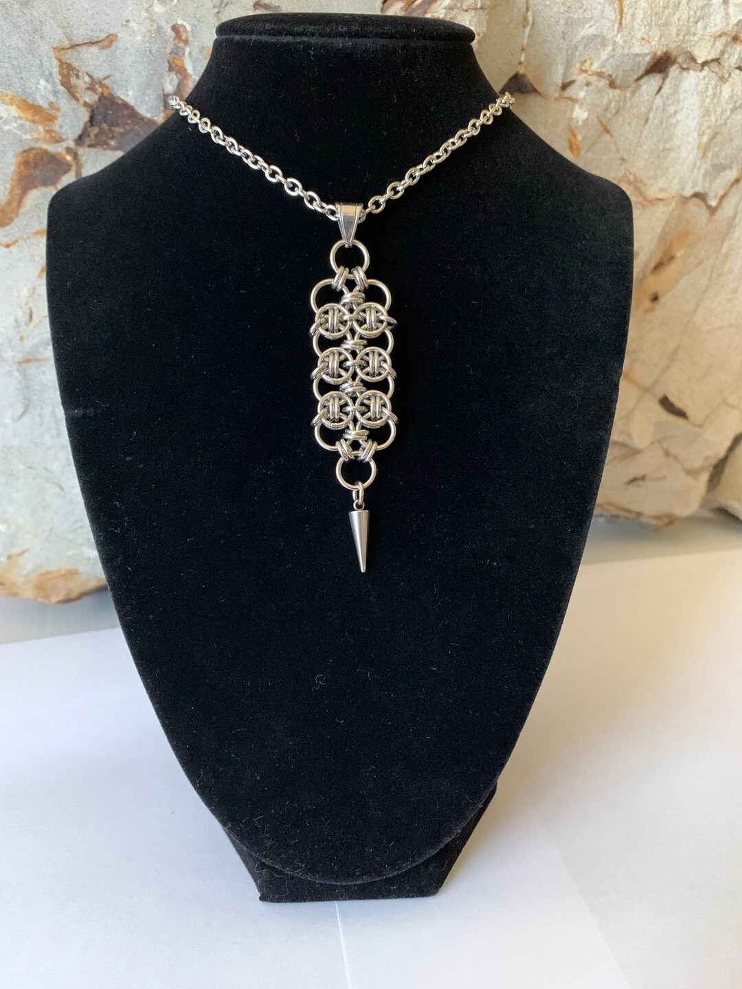 Chainmail Pendant - Double Helm Ladder With Spike - Stainless Steel and ...