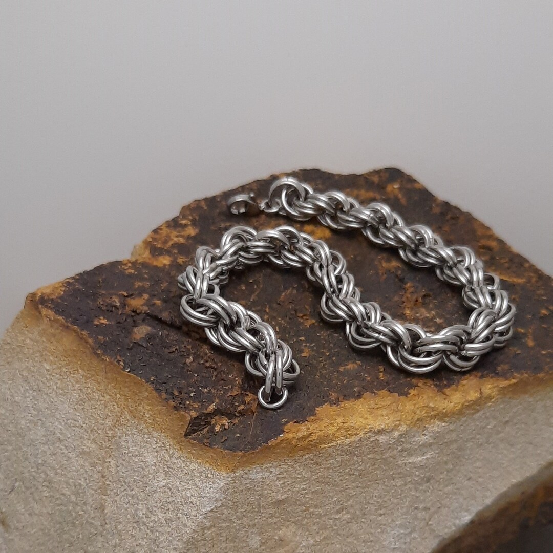 Chainmail Wrist Chain - Double Spiral Weave - Stainless Steel - Etsy