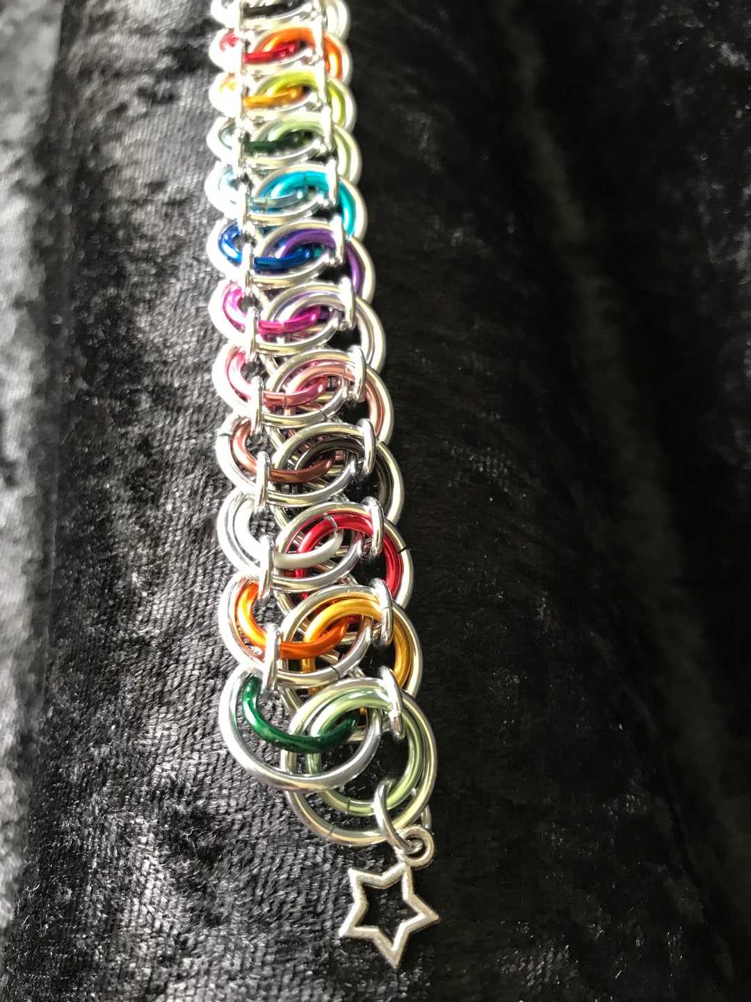 Chainmail Cuff - Garter Weave - Bright and Anodised Aluminium - Etsy