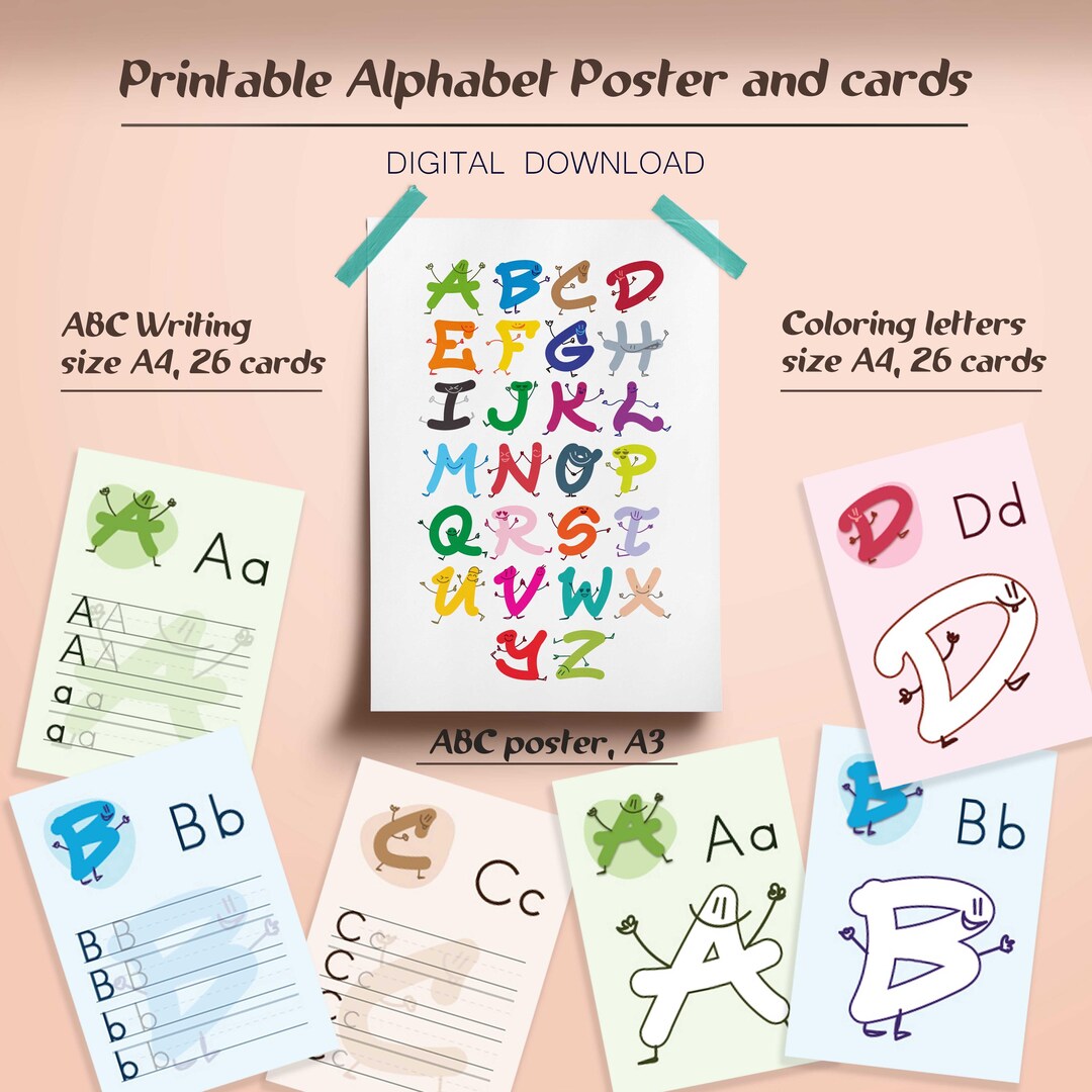 Alphabet Education Bundle for Kids - ABC Poster and Cards - Digital ...