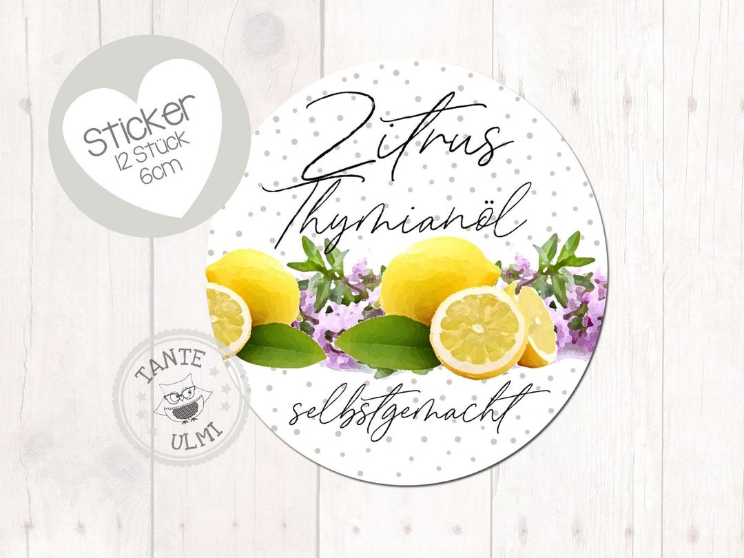 Stickers Citrus Thyme Oil 12 Pieces 6 Cm - Etsy