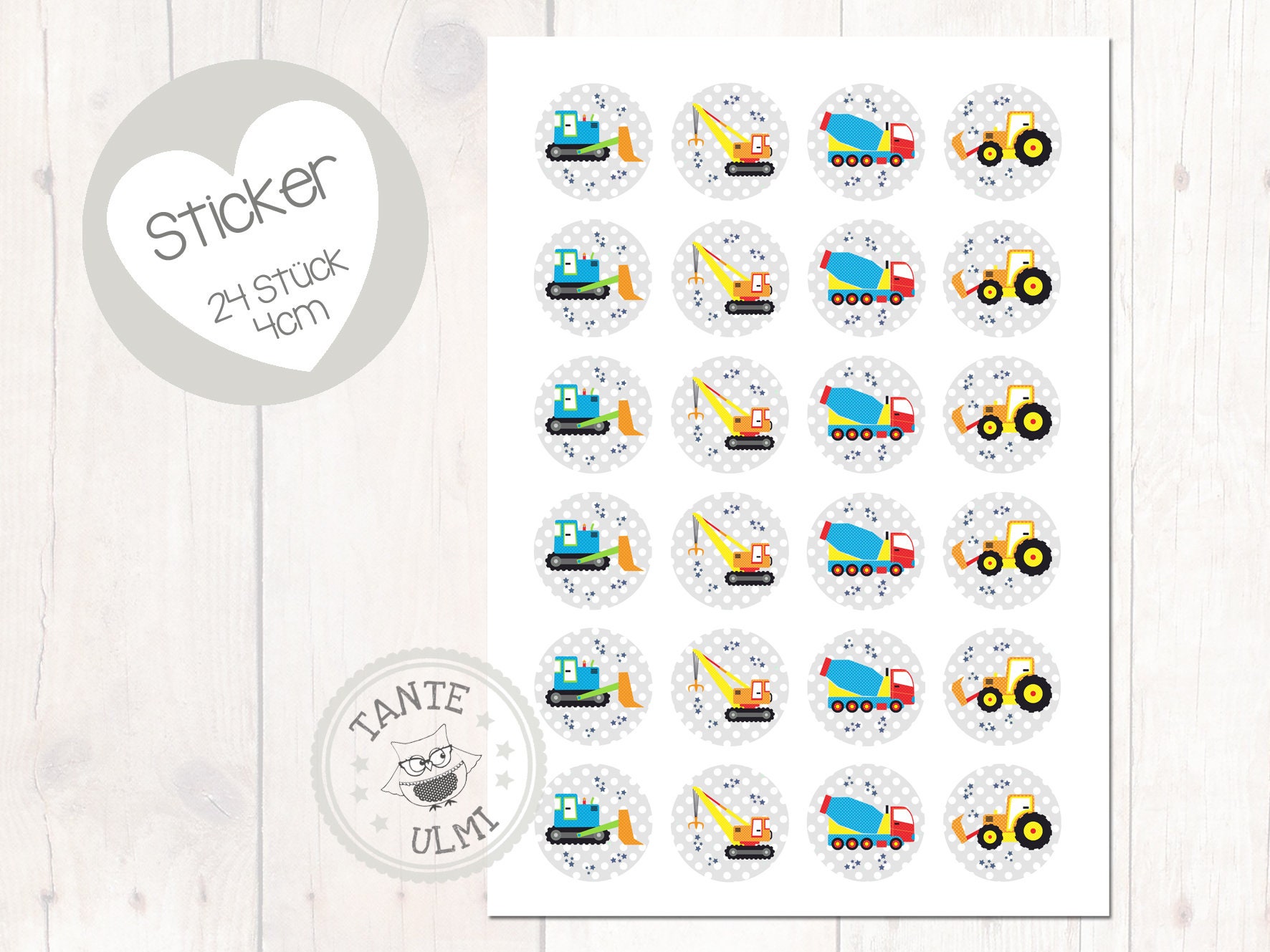Sticker baustelle Mix 24 Pieces 4 Cm - Etsy UK