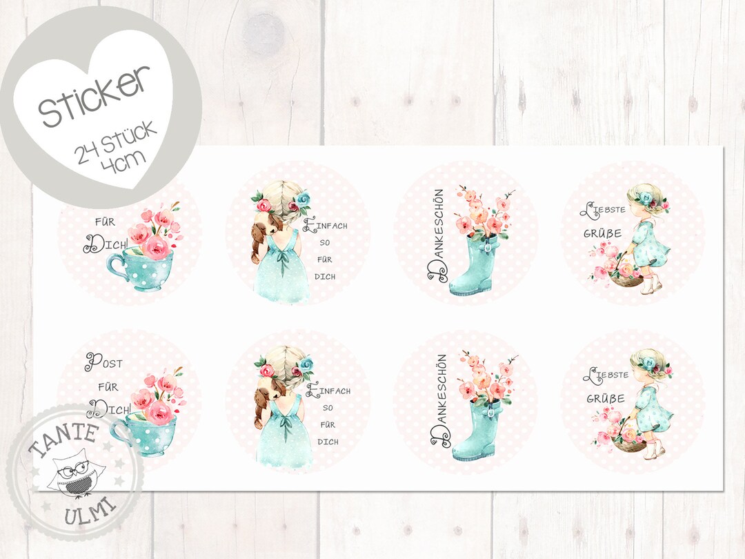 Sticker mix 24 Pieces 4 Cm - Etsy