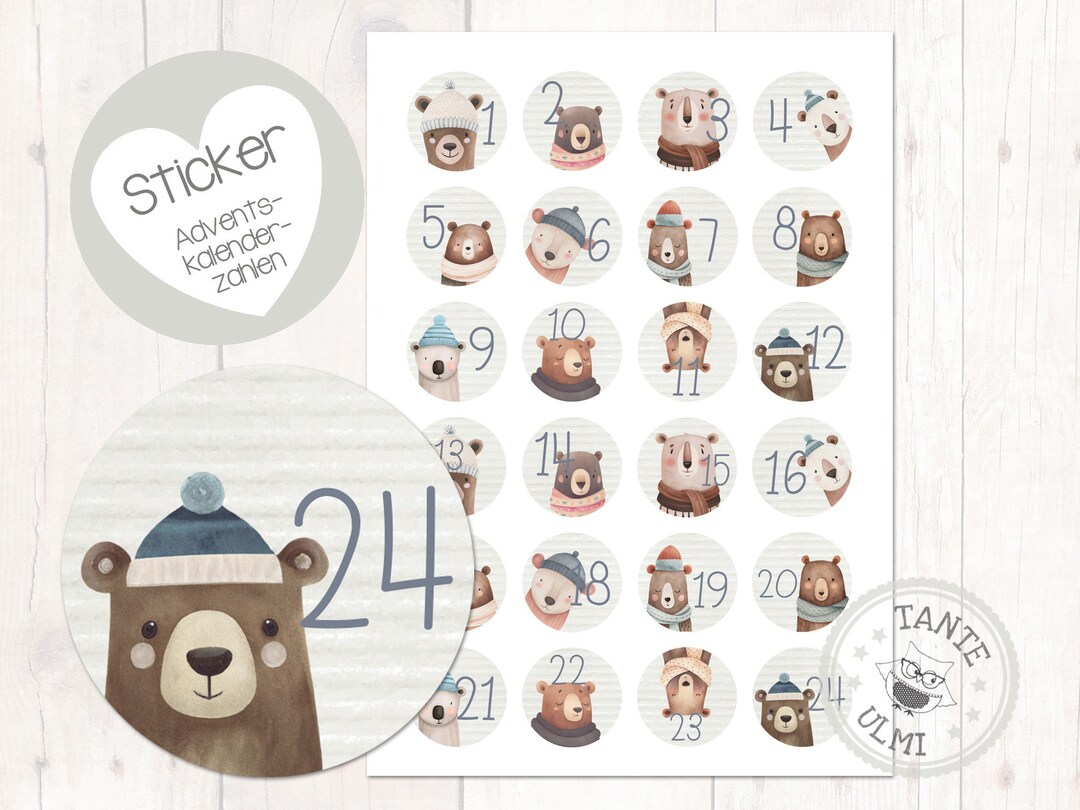 Sticker Iron-on Advent Calendar Numbers 24 Pieces Advent Calendar ...