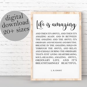 Life is Amazing, L.R. Knost Quote, Inspirational Poster, Motivational ...
