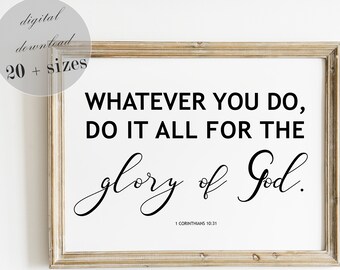 1 Corinthians 10:31, Do It All for the Glory of God, Printable ...