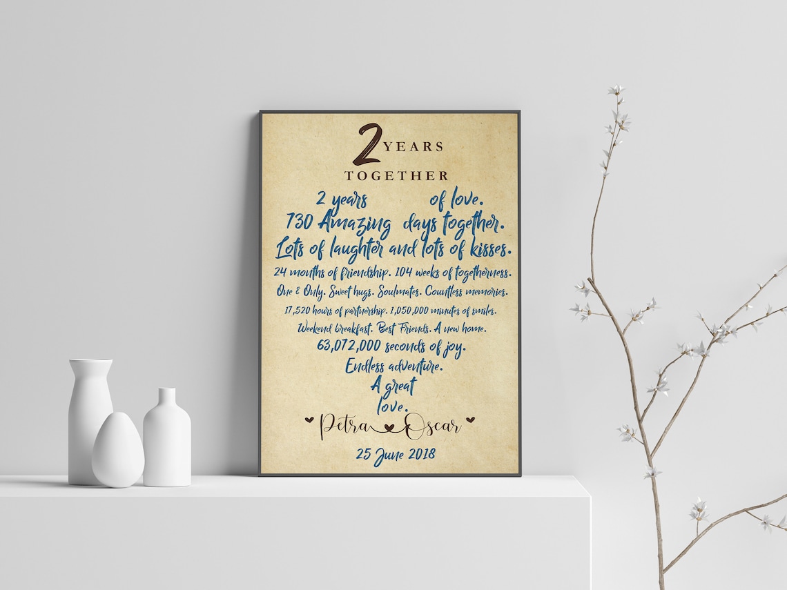 PERSONALIZED 2st Anniversary Gift CUSTOM Names Gift For | Etsy