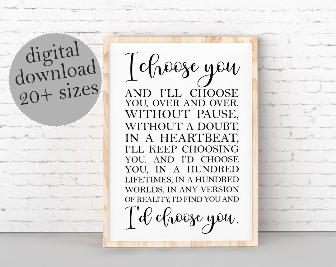 I Choose You Sign, Master Bedroom Decor, Anniversary Gift, Wedding ...