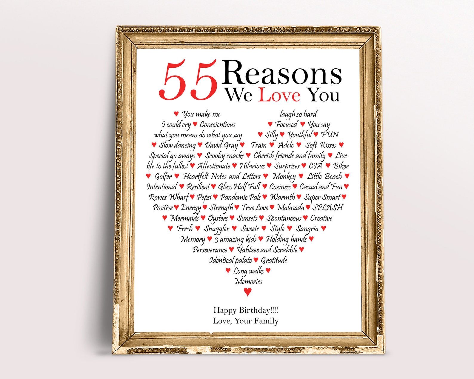 Reasons Why I Love You Personalized 55 Birthday Gif for Wife - Etsy Reasons Why I Love You Personalized 55 Birthday Gif for Wife - Etsy
