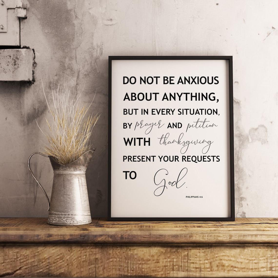 Be Anxious For Nothing Philippians 4:6 Christian Wall Art | Etsy