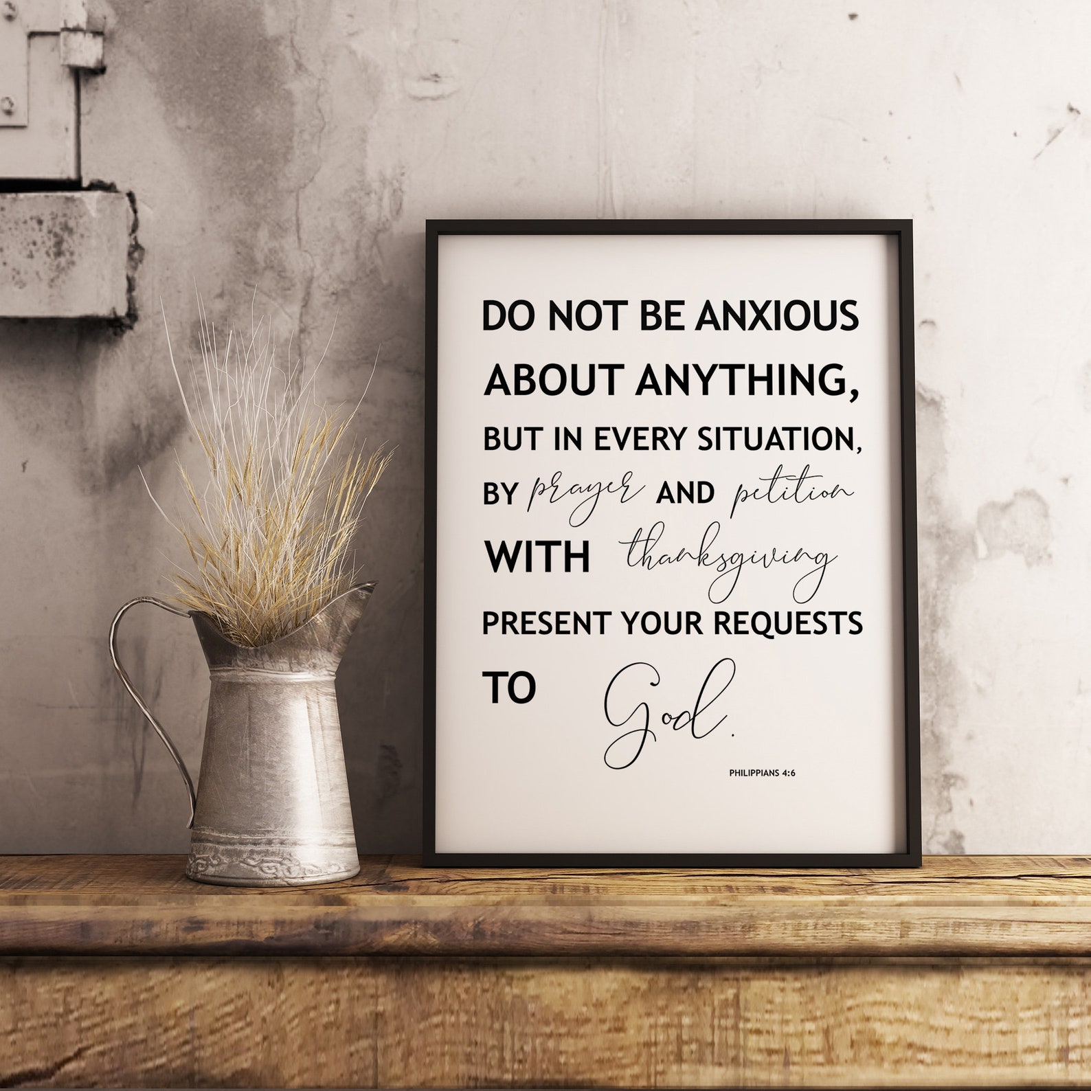 Be Anxious for Nothing Philippians 4:6 Christian Wall Art - Etsy