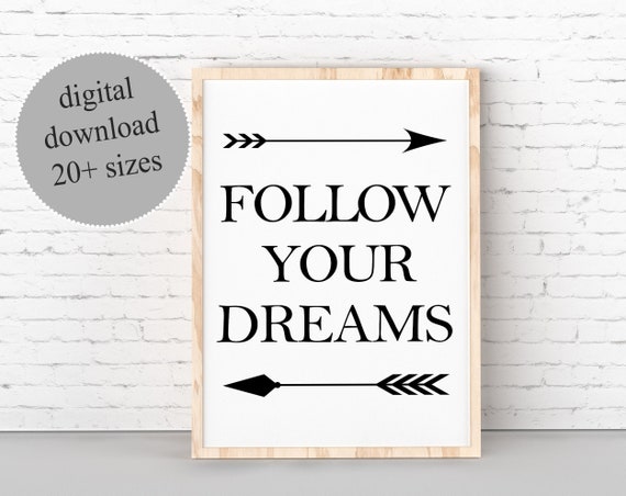 Follow Your Dreams Sign Motivational Wall Decor | Etsy