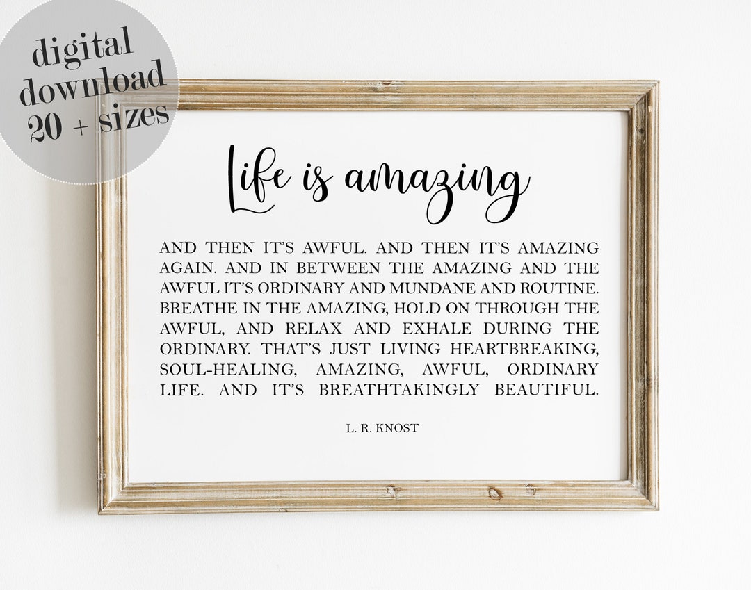 Life is Amazing, Inspirational Wall Art, Large Horizontal Wall Decor ...