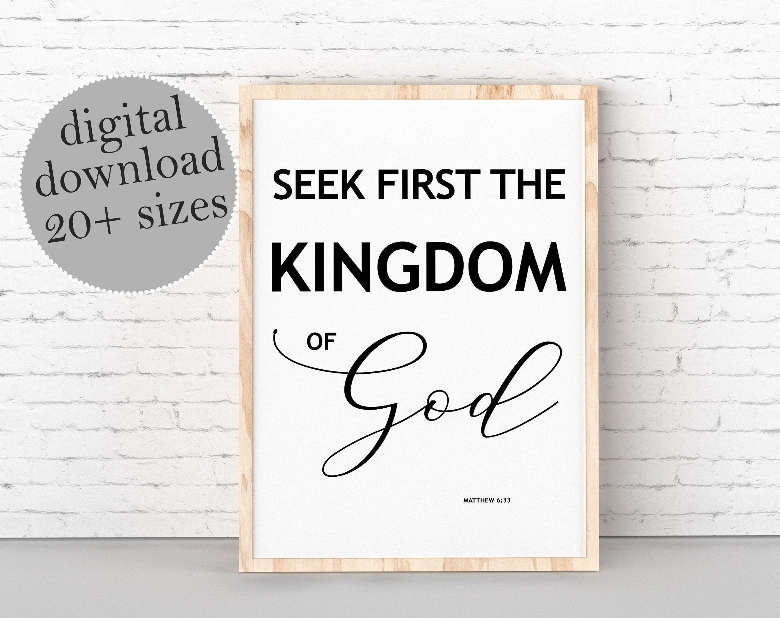 Matthew 6:33 Printable Seek First the Kingdom of God | Etsy