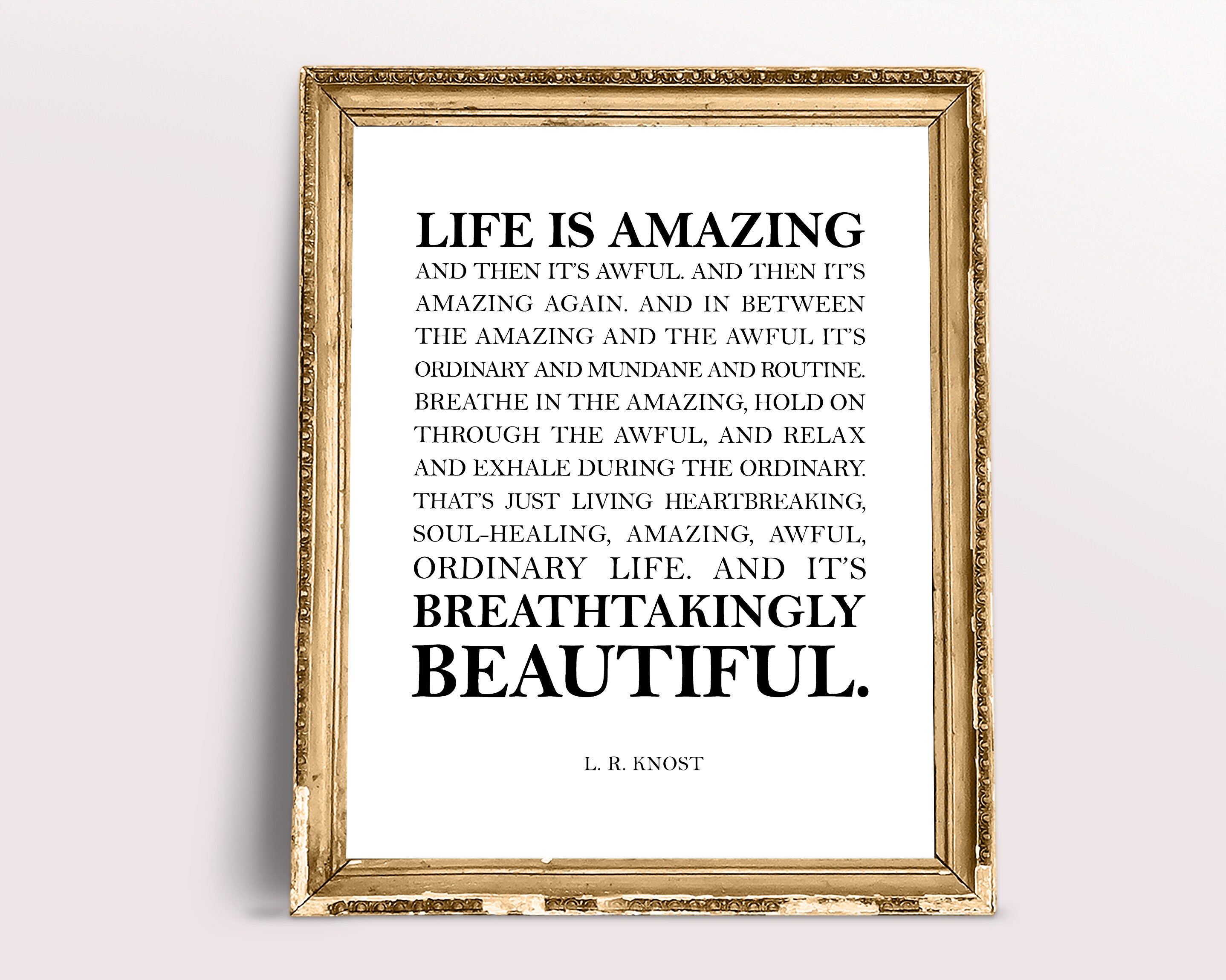 Life Is Amazing L.R. Knost Quote Inspirational Poster | Etsy