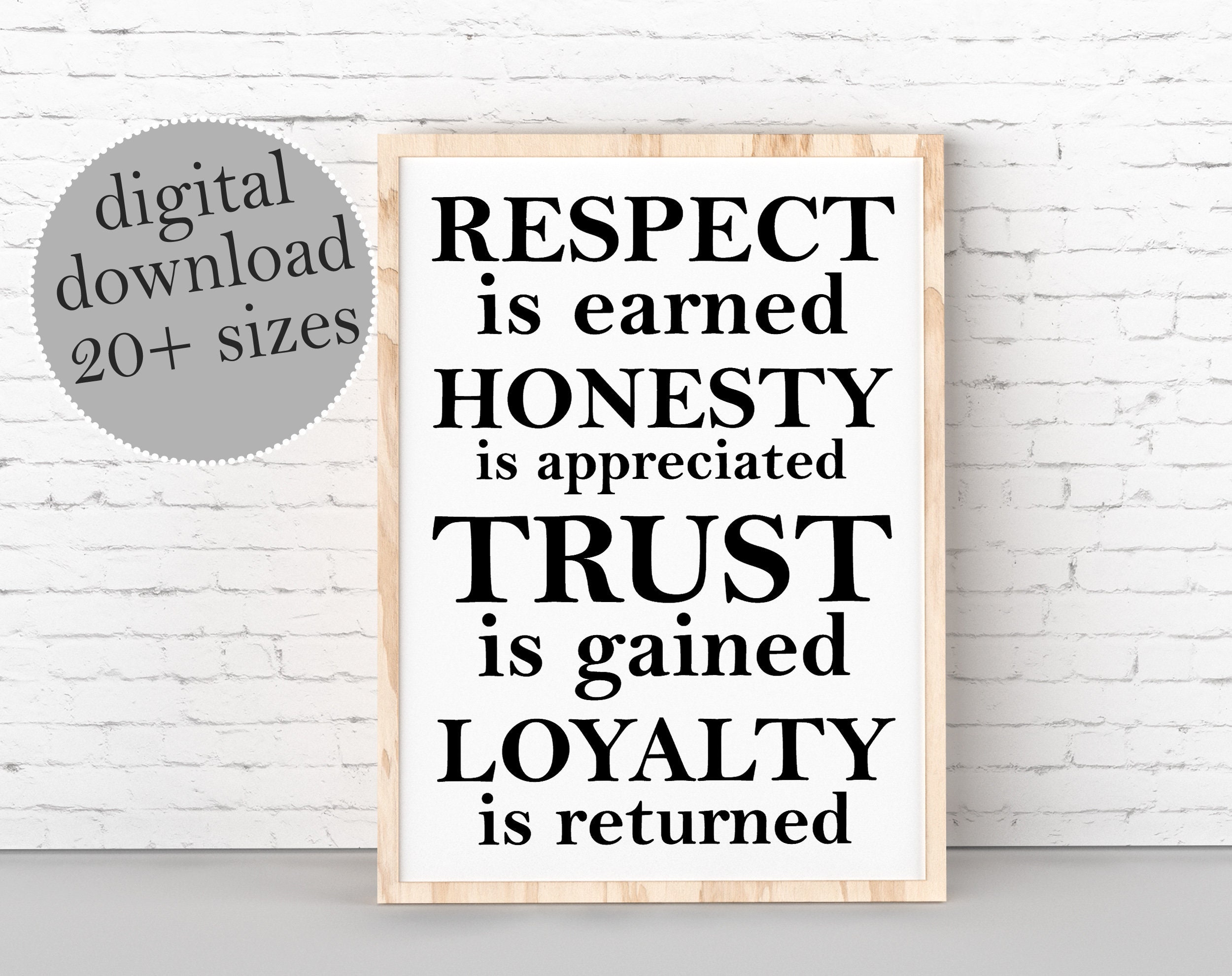 Respect is Earned Honesty is Appreciated Trust is Gained - Etsy