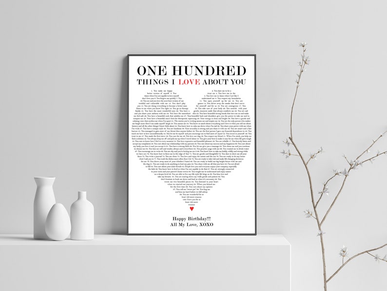 100 Reasons Why I Love You PRINTABLE PERSONALIZED 100 Things - Etsy