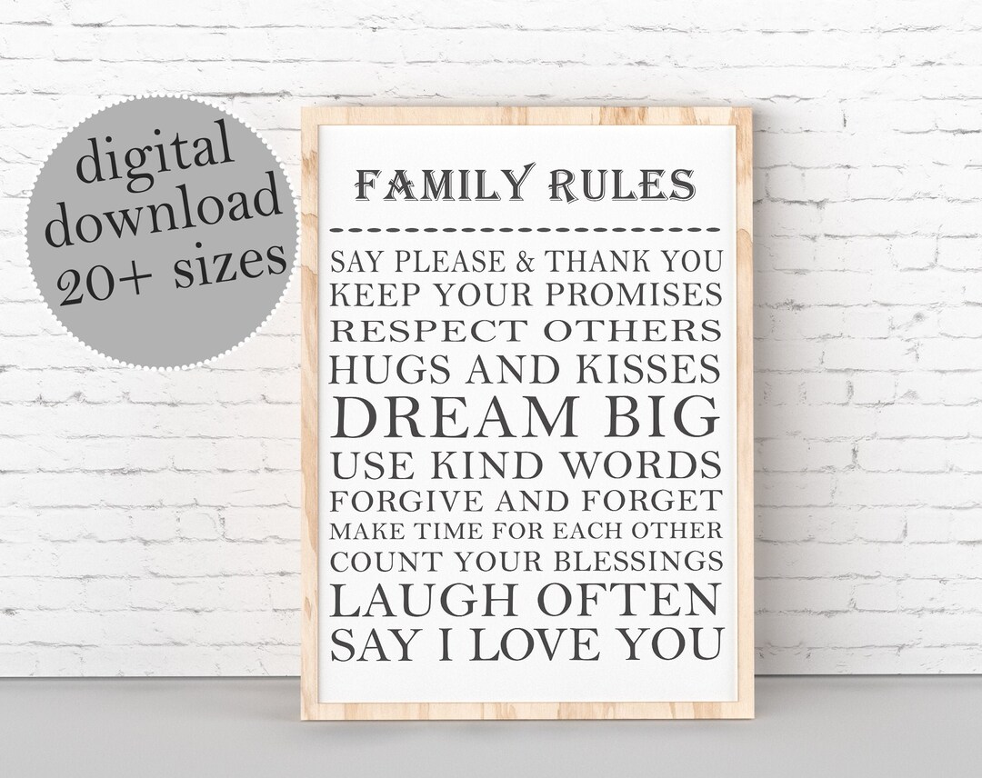 Family Rules Wall Art, Home Rules Sign, Farm Rules, in Our Home, Our ...