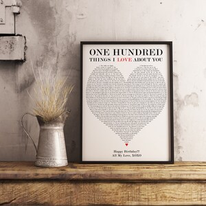 100 Reasons Why I Love You PRINTABLE, PERSONALIZED 100 Things I Love ...