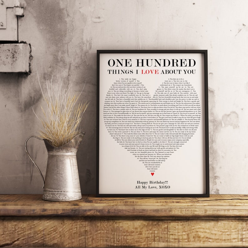 100 Reasons Why I Love You PRINTABLE PERSONALIZED 100 Things - Etsy