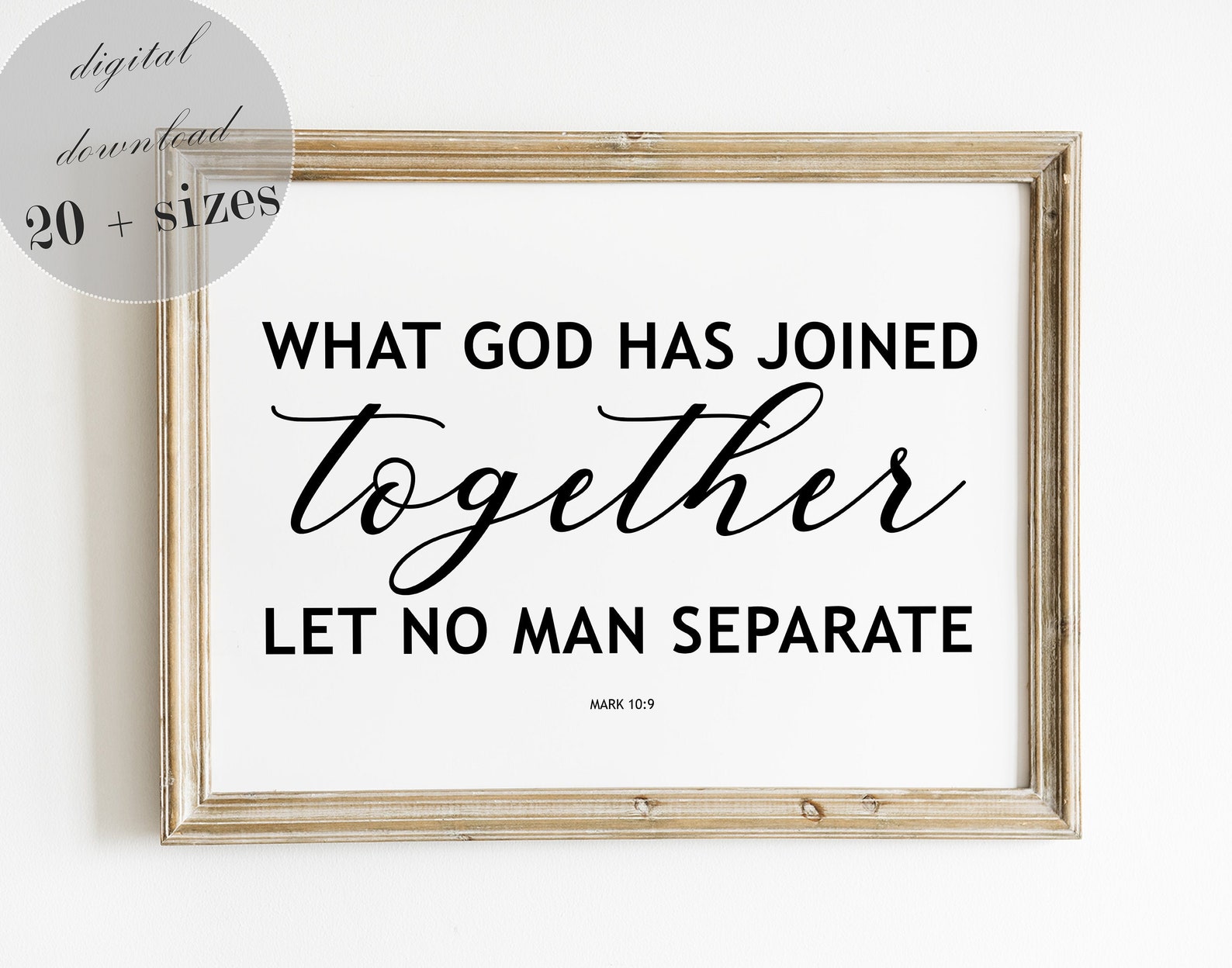 What God Has Joined Together, Mark 10:9, Wedding Bible Verse Wall Art ...