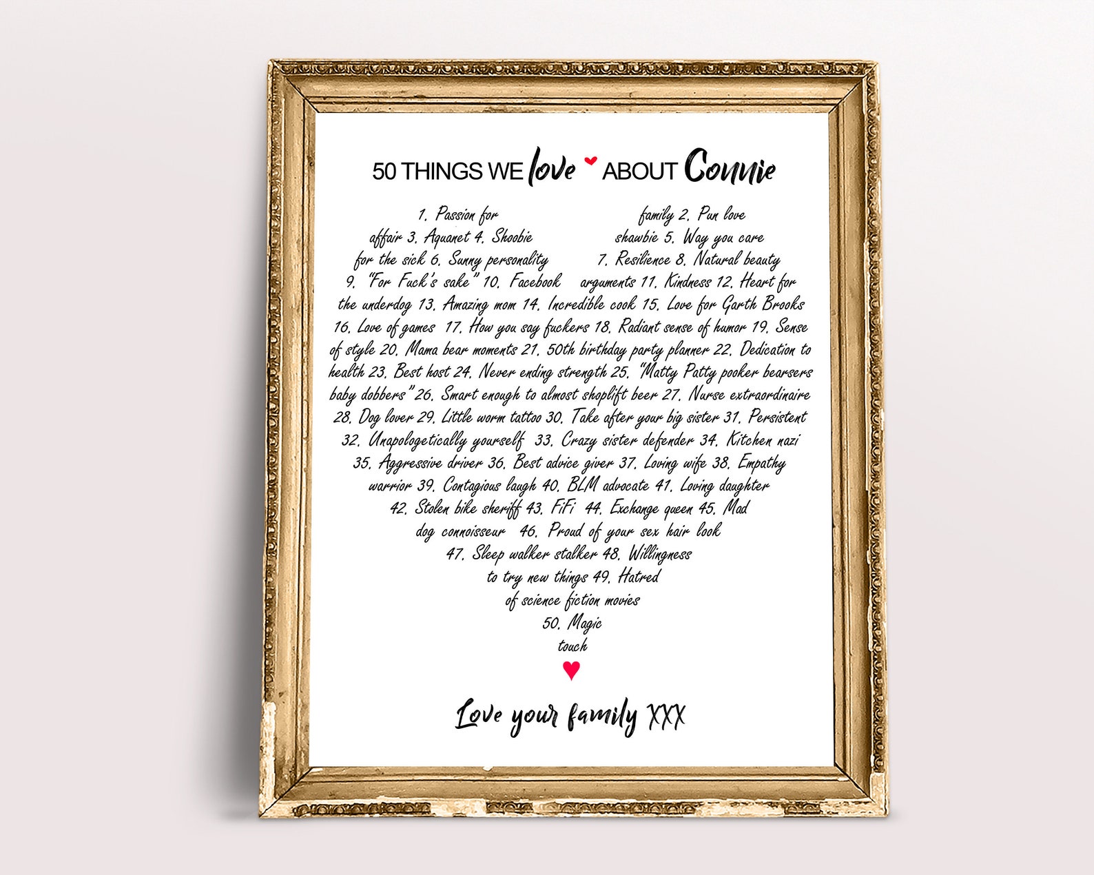 50 Things I Love About You Printable PERSONALIZED Reasons Why - Etsy