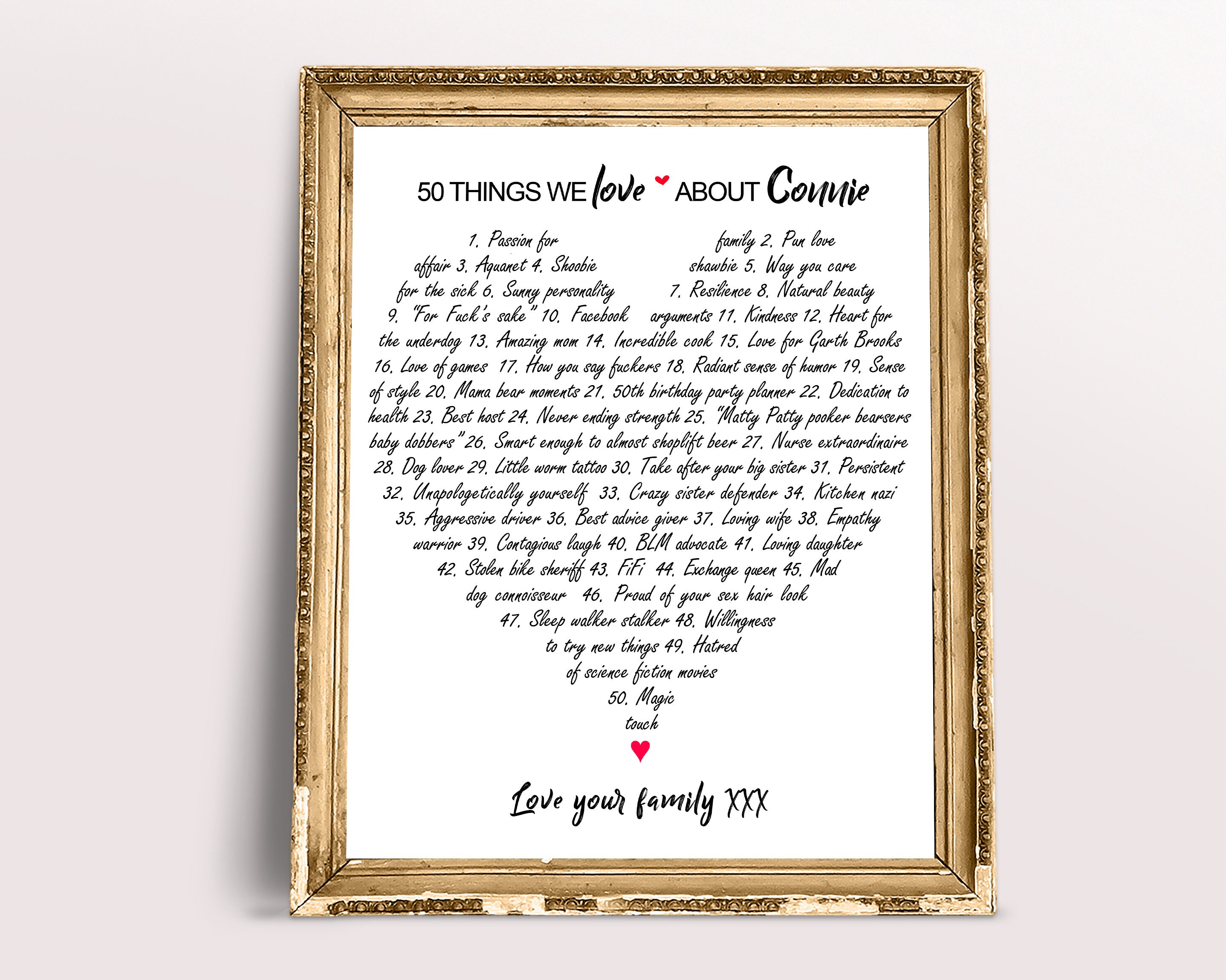 50 Things I Love About You Printable PERSONALIZED Reasons Why | Etsy