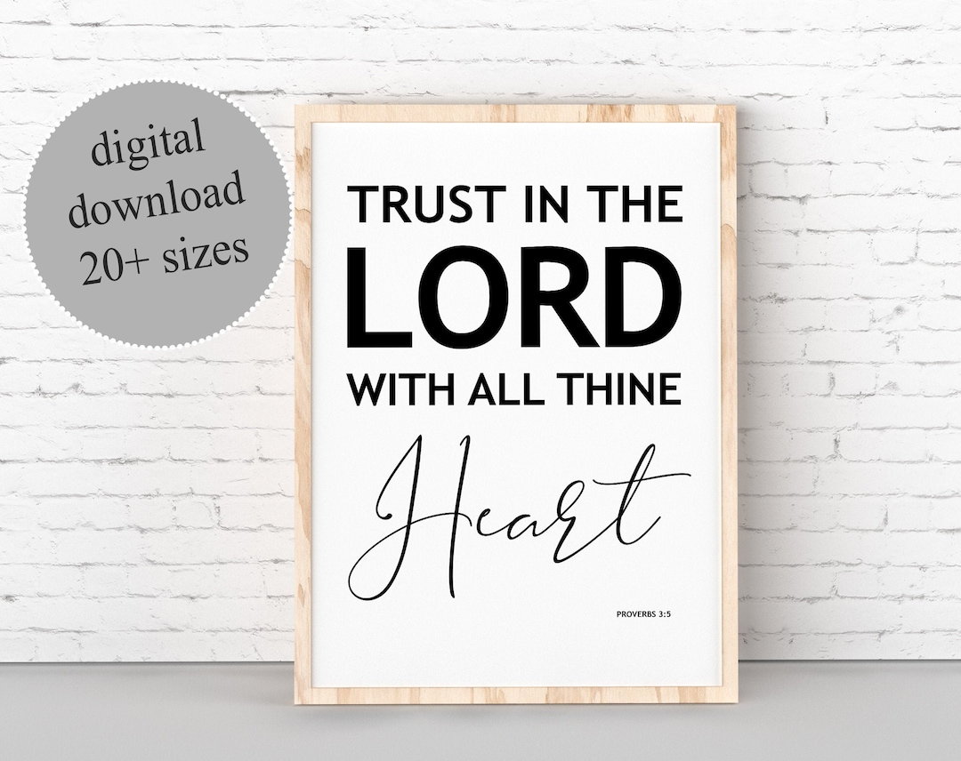 Bible Verse Printable, Trust in the Lord With All Your Heart, Proverbs ...