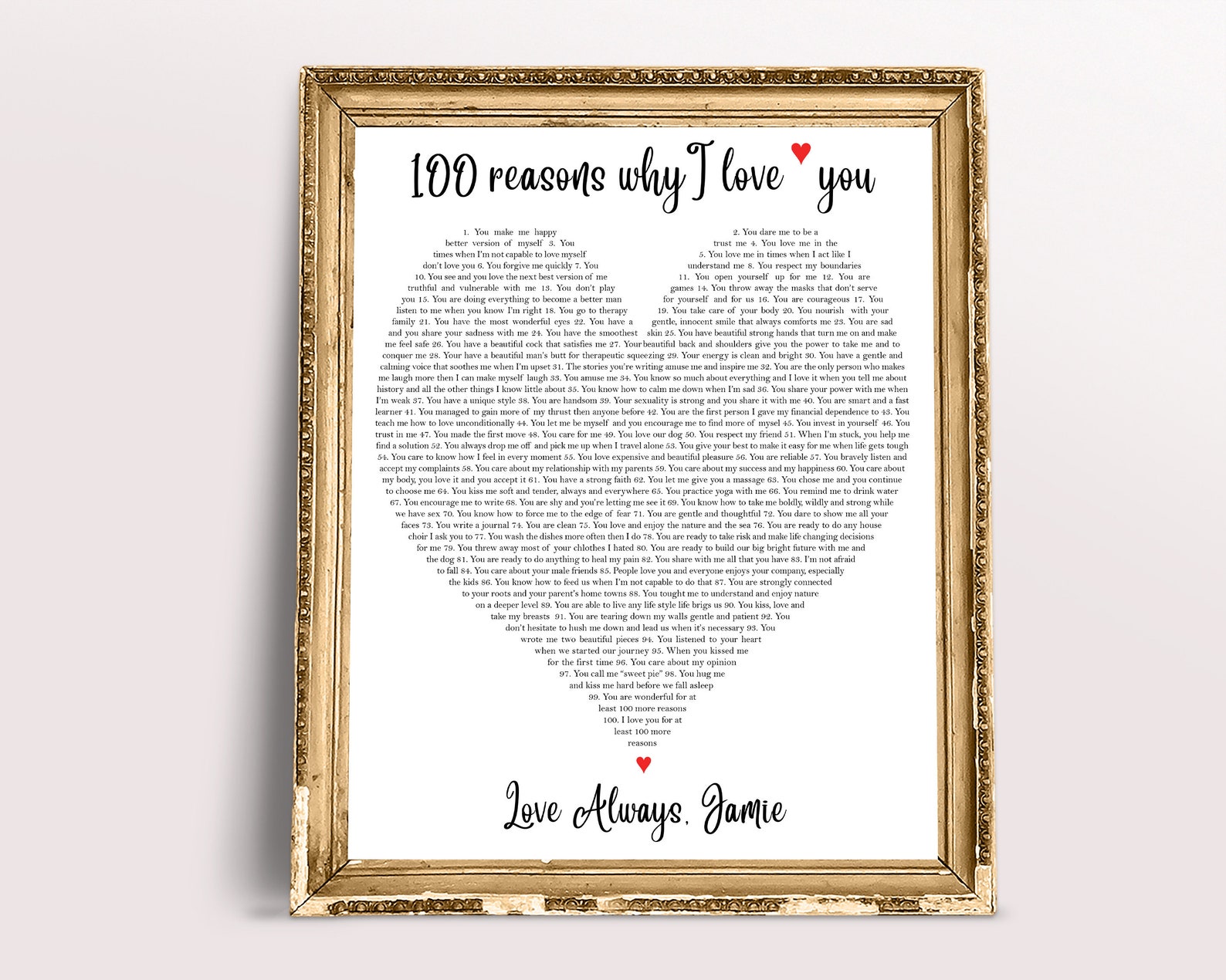 100 Reasons Why I Love You PRINTABLE PERSONALIZED 100 Things - Etsy