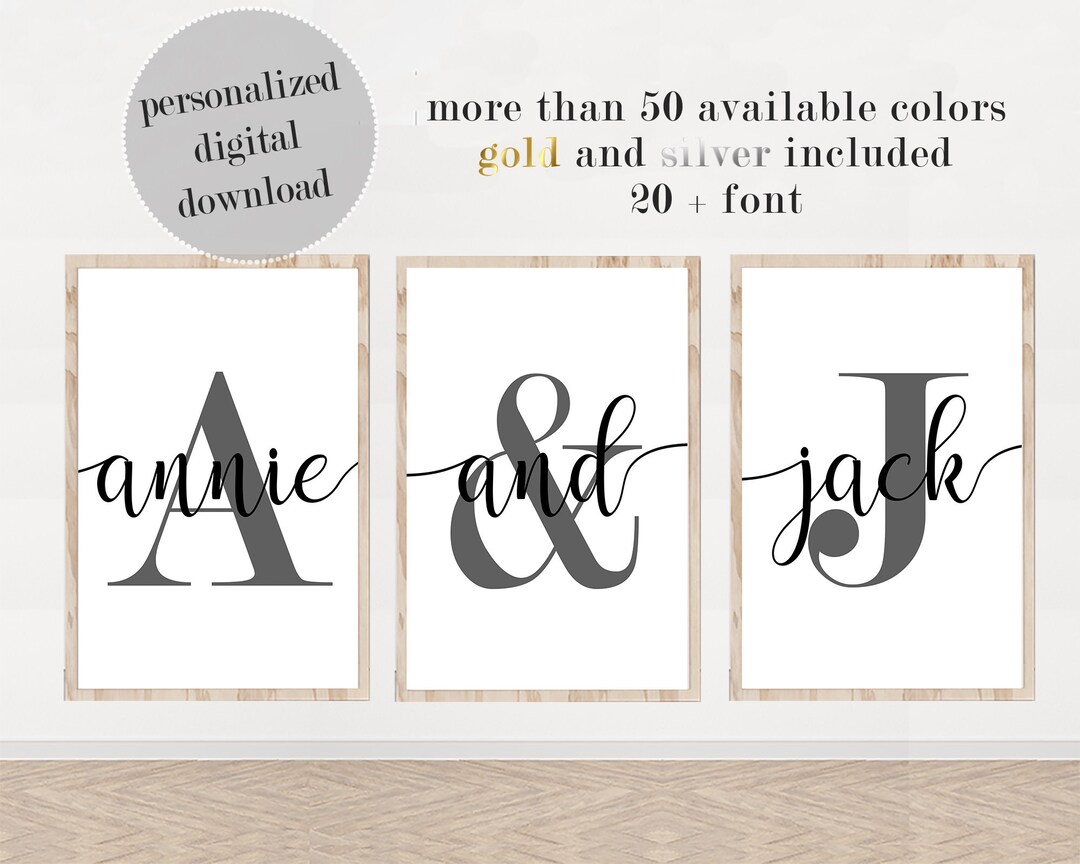 Personalized Couple Names Print Set: Engagement Gift (digital Download ...