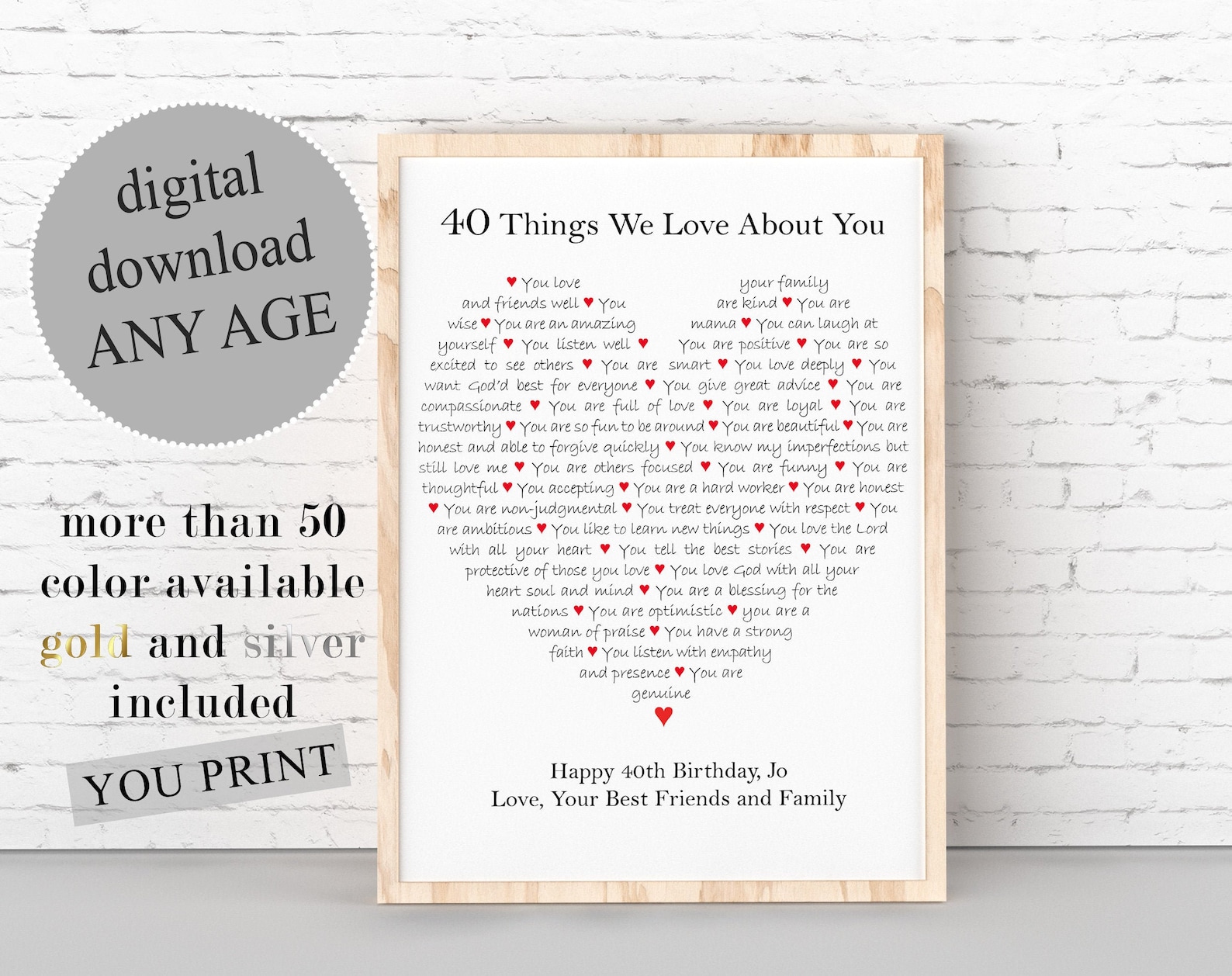 40 Things We Love About You PRINTABLE CUSTOM Reasons I Love - Etsy Canada
