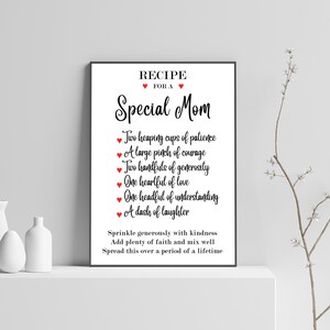 Recipe for A Special Mom, Gift for Mom, Mother Daughter Gift, Christmas ...