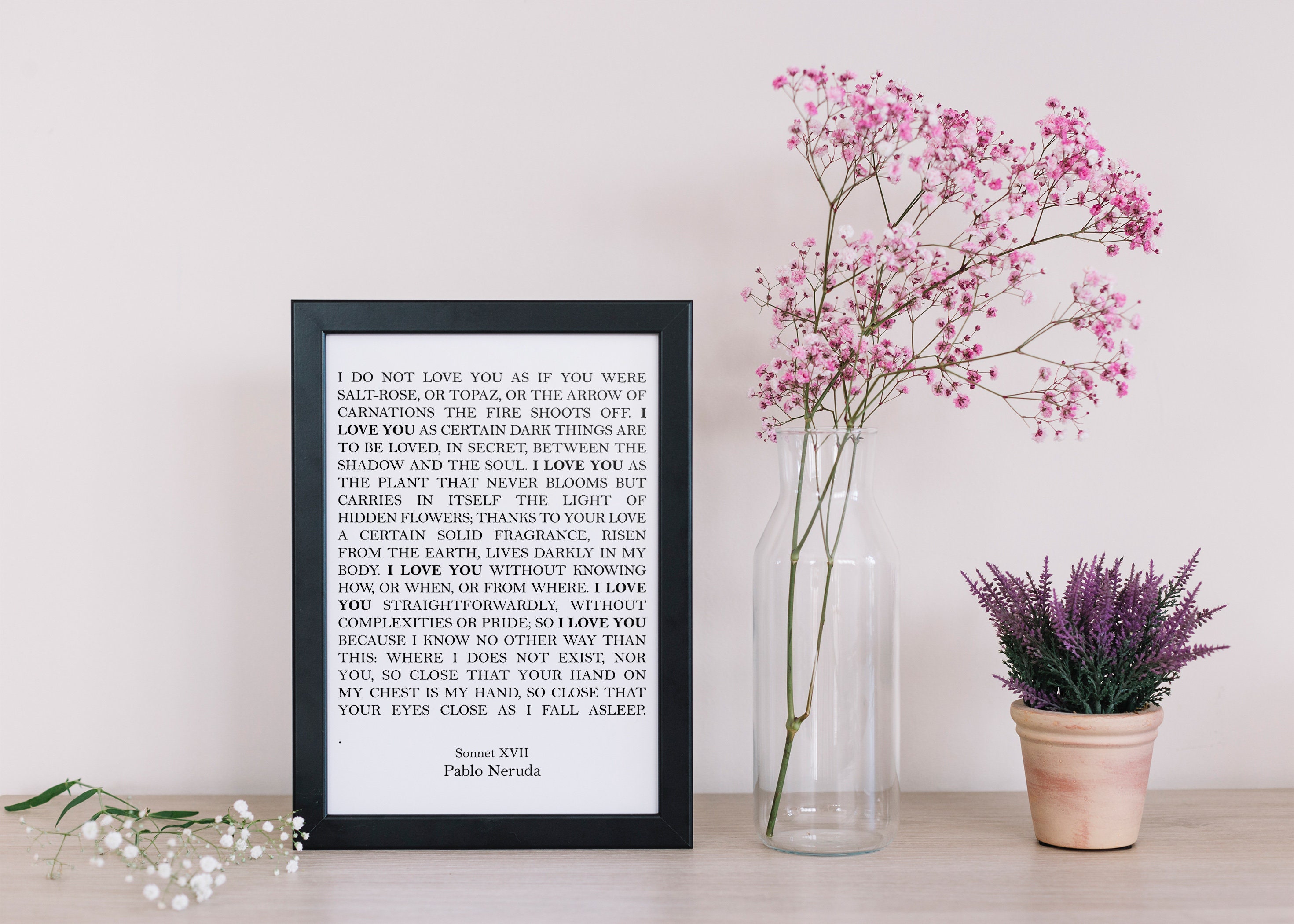 Pablo Neruda 100 Love Sonnets Sonnet XVII Poetry Art Print | Etsy