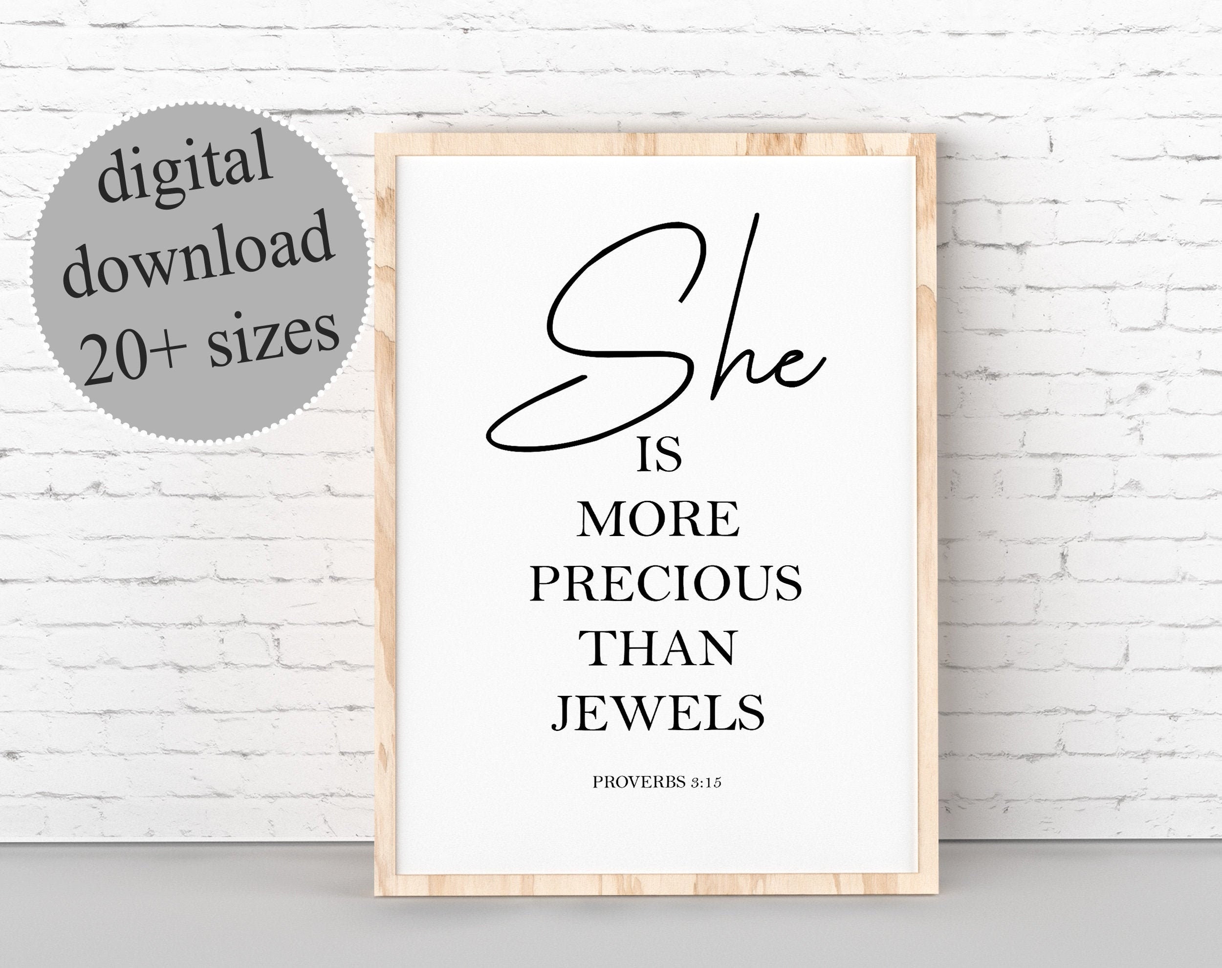 Proverbs 3:15, She is More Precious Than Jewels, Scripture Printable ...